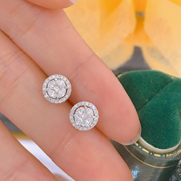 天然ダイヤモンドピアス0.46ct k18 ピアス（スタッド・一粒） パール大好き(購入前にコメントください) 通販｜Creema(クリーマ)