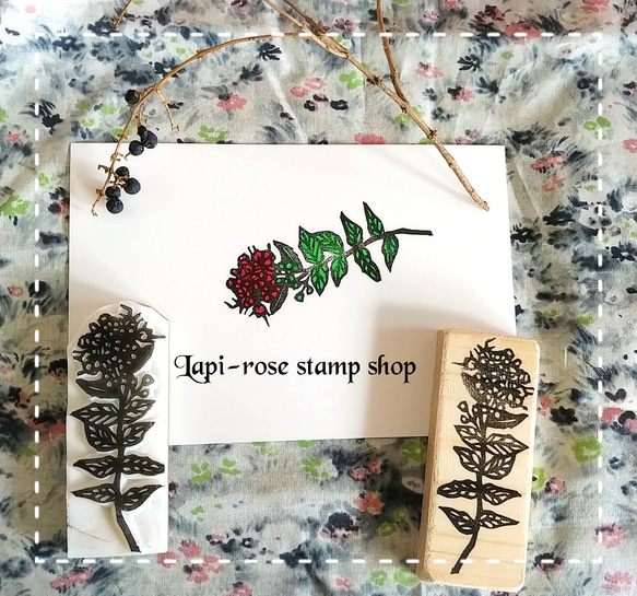 サルスベリのスタンプ 取っ手選べます 手彫り はんこ・スタンプ Lapi Rose stampshop 通販｜Creema(クリーマ)