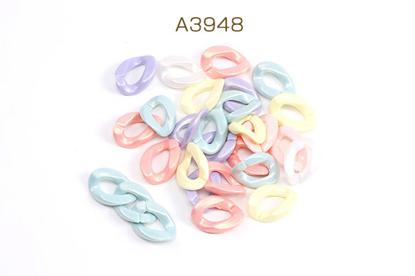 A3948 60個 アクリルチェーンパーツ 17×24mm カラーミックス 2×(30ヶ） DIYパーツ beads&parts【プロフ必読 ...