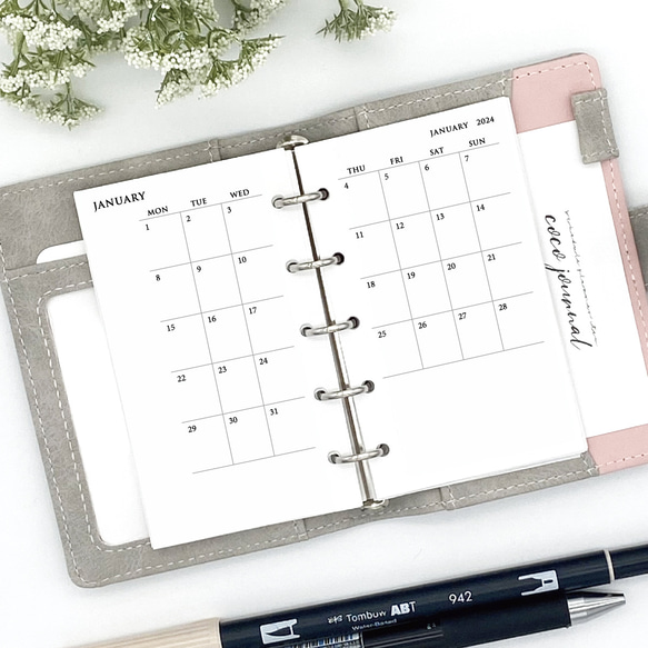 2024年01月はじまり《M5サイズ》システム手帳リフィル・マンスリー【CBM5_ML01_2024】 手帳 coco journal 通販 14555475｜Creema(クリーマ)