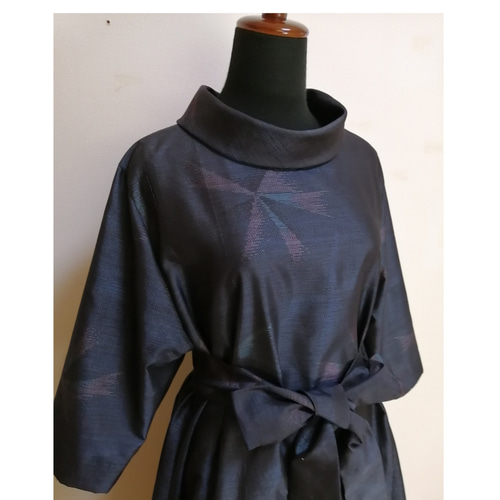 SOLD 着物リメイク ワンピース 大島紬 ワンピース さらあお 通販 SOLD 着物リメイク ワンピース 大島紬 ワンピース さらあお 通販