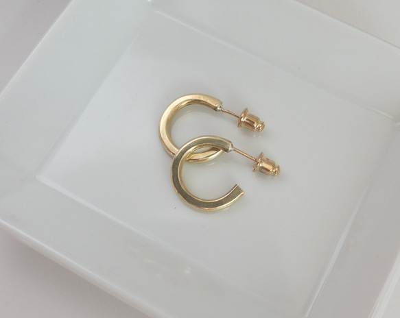 真鍮 』フラットミニフープピアス 真鍮 』フラットミニフープピアス