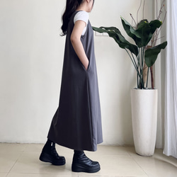 スウェット素材♪VカットAラインジャンパースカート（Dark Grey） ワンピース Oriental Plus + 通販｜Creema ...