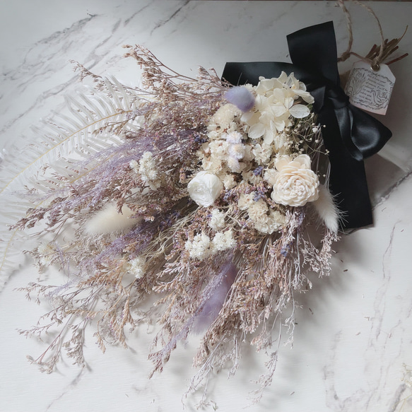 【限定1】プリザーブドROSE ミルフィーユ WHITE×PURPLE スワッグ ブーケ スワッグ Ange'fleur ～天使の花屋～ 通販 ...