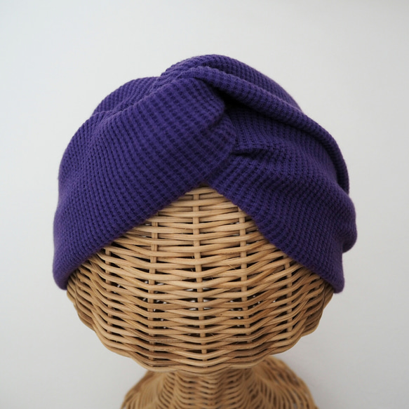 ヘアターバン (結び) ☆ ワッフルニット パープル ヘアバンド・ターバン BrancH 通販 14593661｜Creema(クリーマ)