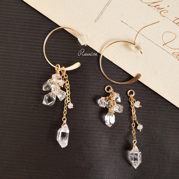 ハーキマーダイヤモンド2wayピアス 14KGF ピアス（フック・チェーン） petit la reve 通販 14600769｜Creema(クリーマ)