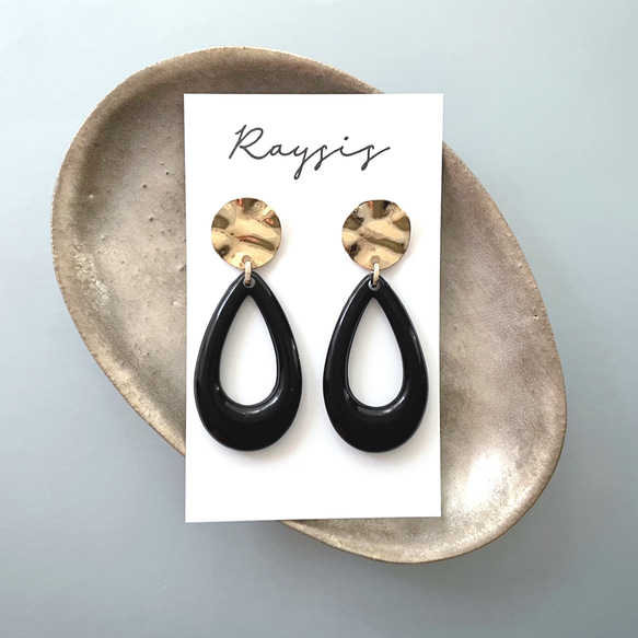 【Raysis Tokyo】ブラックリングドロップ×ゴールド ピアス ピアス（スタッド・一粒） Raysis Tokyo 通販｜Creema ...
