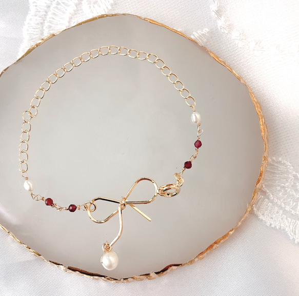 16KGPリボン結びブレスレット ブレスレット Natsurino 通販｜Creema(クリーマ) 14651768