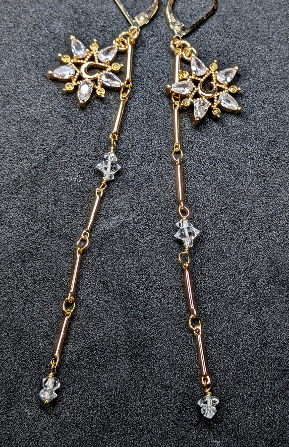 14kgfの煌めく星とハーキマーダイアモンドの14kgfロング イヤーカフ(ピアスorイヤリング)【Creema限定】 イヤリング・ノンホールピアス MiniMarine 通販 ...