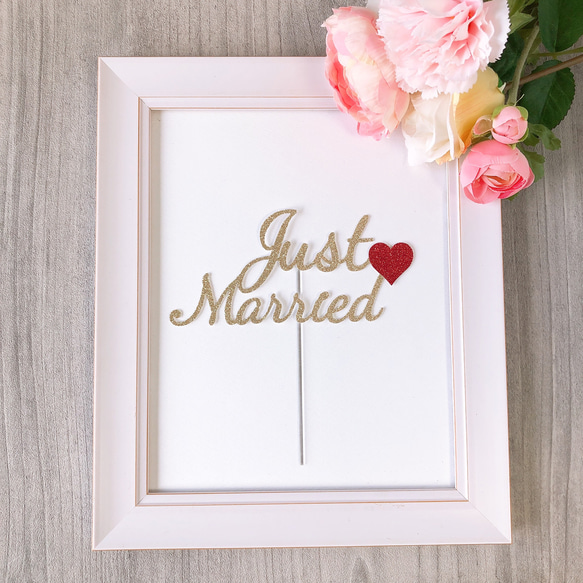 Just Married 3 ウェディング 結婚式 ケーキトッパー （カラーアクリル変更可） ケーキトッパー &paper (andpaper ...