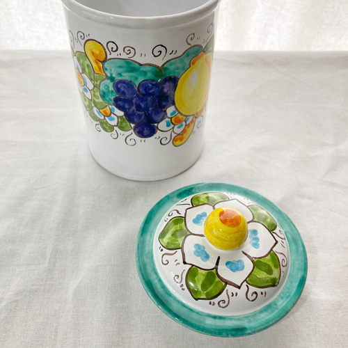 キャニスター 大 CAN012 蓋付き陶器 マヨリカ焼き イタリア陶器 キャニスター 大 CAN012 蓋付き陶器 マヨリカ焼き イタリア陶器