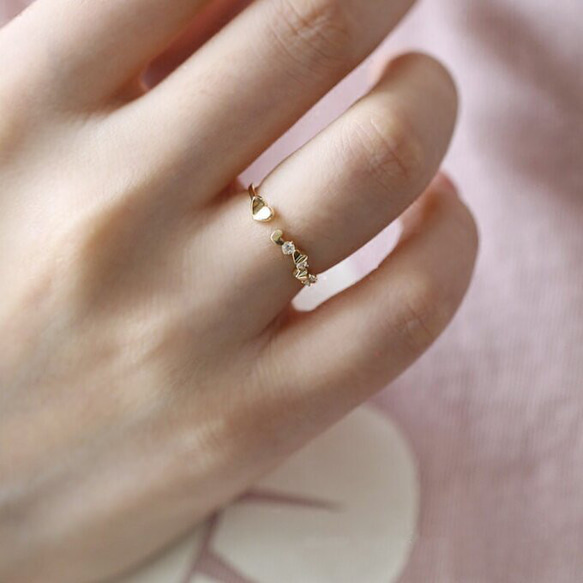 S925純銀製 ゴールド 春のガーデン ハート 指輪 リング silver ring 指輪・リング cissylady_LINEクーポン 通販｜Creema(クリーマ) 14702361