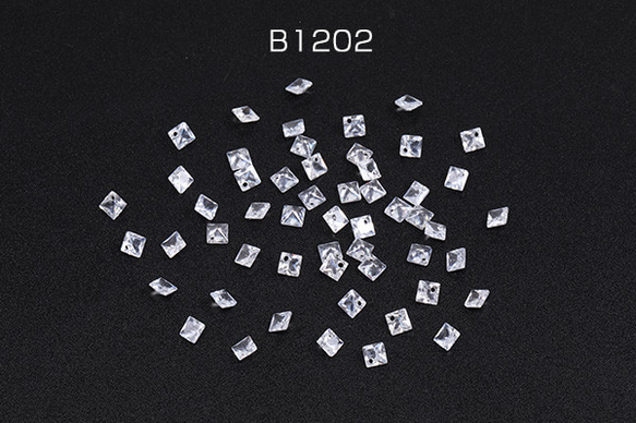 B1202 45個 ガラスチャーム スクエア型 Vカット 1穴 4×4mm クリスタル 3X（15ヶ） チャーム beads&parts【プロフ必読】 通販 14711937｜Creema(クリーマ)