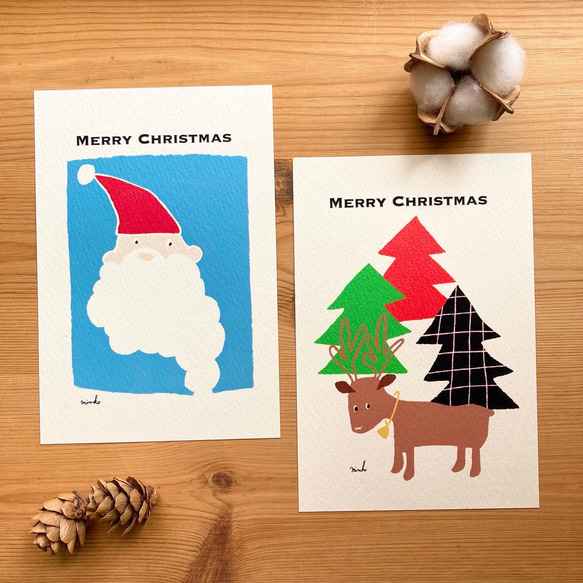 【クリスマス】【ポストカード】絵本みたいなMerryMerry Christmas★青サンタ イラスト miruko 通販 14720786 ...