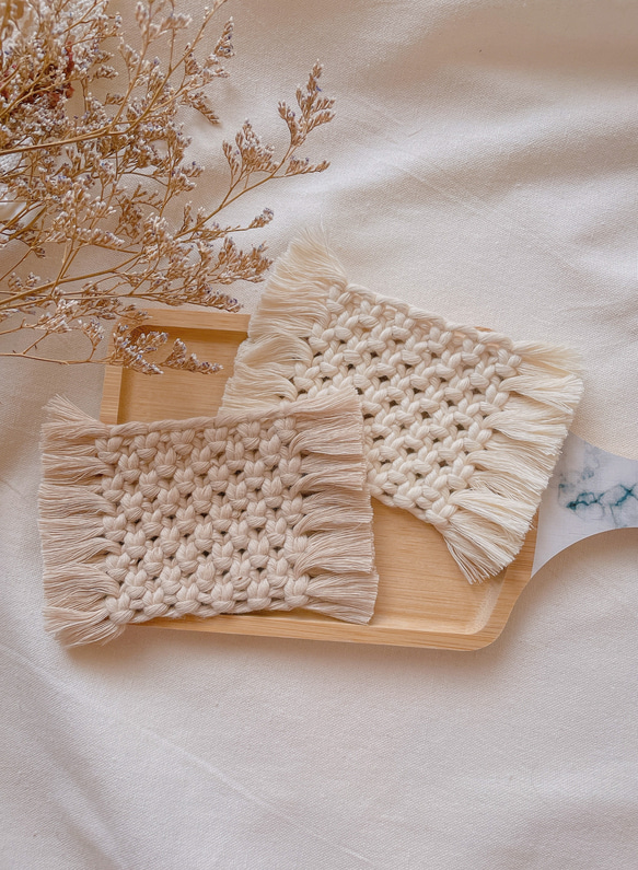 マクラメスクエアコースター ナチュラル コースター ameri macrame 通販 14723550｜Creema(クリーマ)