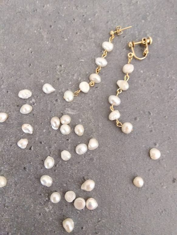 送料無料☆淡水パール贅沢5連イヤリング イヤリング・ノンホールピアス ameri ameri 通販 14725619｜Creema(クリーマ)