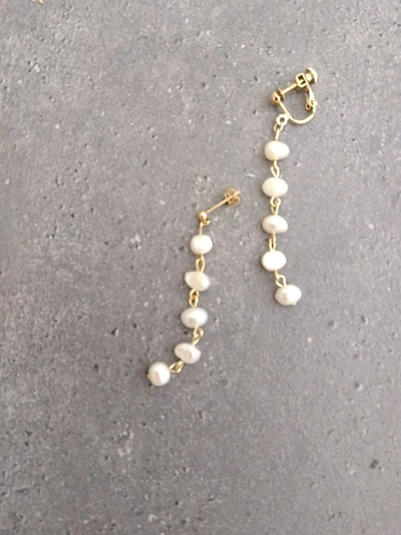 送料無料☆淡水パール贅沢5連イヤリング イヤリング・ノンホールピアス ameri ameri 通販 14725619｜Creema(クリーマ)