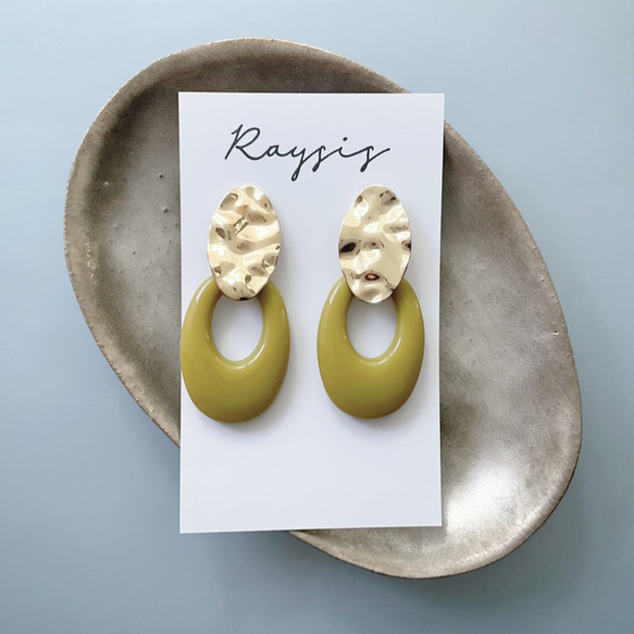 【Raysis Tokyo】オーバルゴールド×オーバルフープ秋色ピアス ピアス（スタッド・一粒） Raysis Tokyo 通販 ...