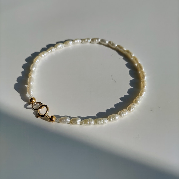 14kgf 淡水バロックパールブレスレット 白 ライスパール ブレスレット TOCO NAMISAKI 通販 14734137｜Creema(クリーマ)