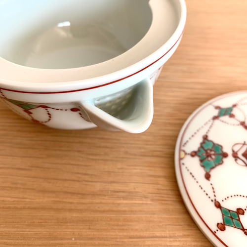 京焼・清水焼】京都 水野春陽窯 赤絵 瓔珞紋 茶器セット(宝瓶 京焼・清水焼】京都 水野春陽窯 赤絵 瓔珞紋 茶器セット(宝瓶