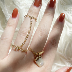 chain double ring & perl chain ring set 指輪・リング ledite 通販 14746239｜Creema(クリーマ)