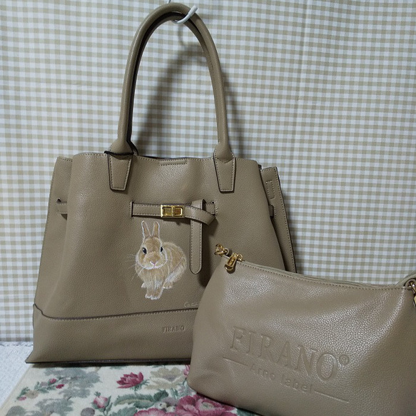 R-634 手描き うさぎのツーウェイバッグです（ミニショルダー付き） 2wayバッグ CECIL 通販 14752995｜Creema(クリーマ)