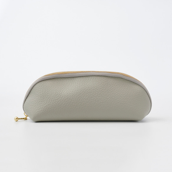 【日本製 全11色】本革マルチケース 化粧道具、コスメ、ペン筆記用具、眼鏡、メガネ、小銭など etc ライトグレー ポーチ 【日本製 ...