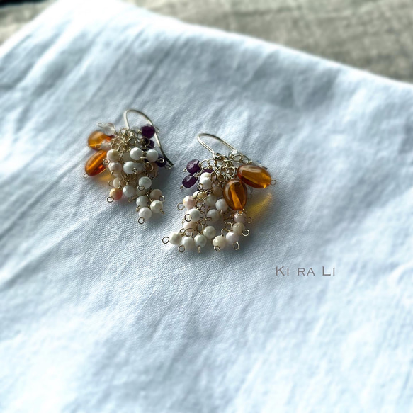 1点のみSALE 14KGF 秋色つぶつぶピアス（イヤリング） ピアス（フック・チェーン） Ki ra Li 通販｜Creema(クリーマ) 14774183