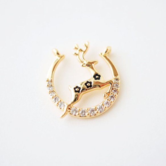 金アレ対応 真鍮製 14KGP CZ シカ チャーム 2個 チャーム Trois anges 通販 14780314｜Creema(クリーマ)