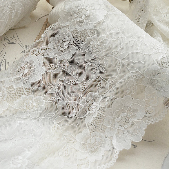 1m 広幅 RSL221027-C3 美しい 花 フラワー ラッセルレース 白 ハンドメイド 手芸 素材 レース BK TOKYO 通販 ...