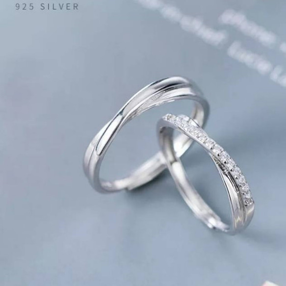 Pair Ring Wave Cross Ring Crystal フリーサイズ 指輪・リング M,Nature~エムナチュレ 通販｜Creema(クリーマ) 14829318