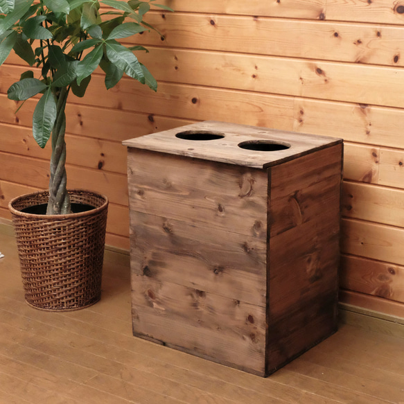 木製分別ゴミ箱2袋対応45Lx2[特大] ゴミ箱・ダストボックス ウッディーライフonozato 通販 14833643｜Creema(クリーマ)