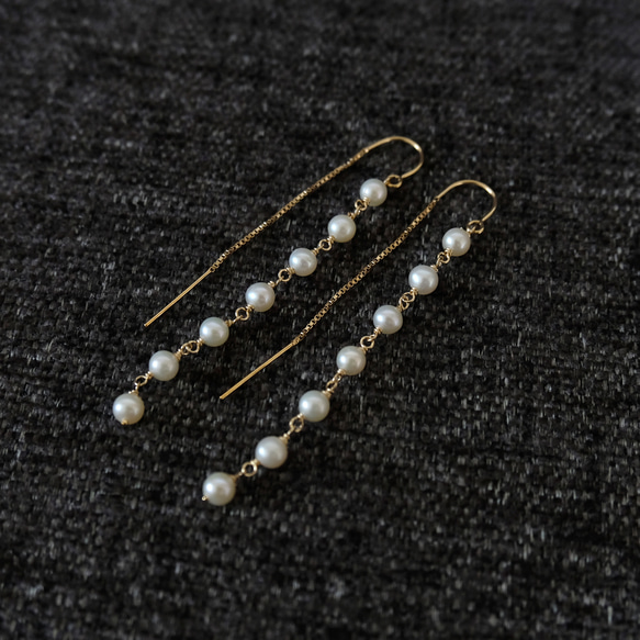 SALE】【14kgf・天然石】淡水パールのアメリカンピアス ピアス（フック・チェーン） sinar* 通販｜Creema(クリーマ) 14835320