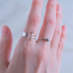 New! K10YG×silver925 "double point ring"コンビカラーリング 10金 シルバー 指輪・リング Nuna ...