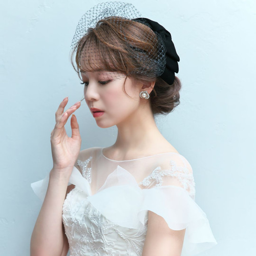 ヘッドドレス【ノワール】H-170|花嫁 ウエディング ベロア ヘッドドレス【ノワール】H-170|花嫁 ウエディング ベロア