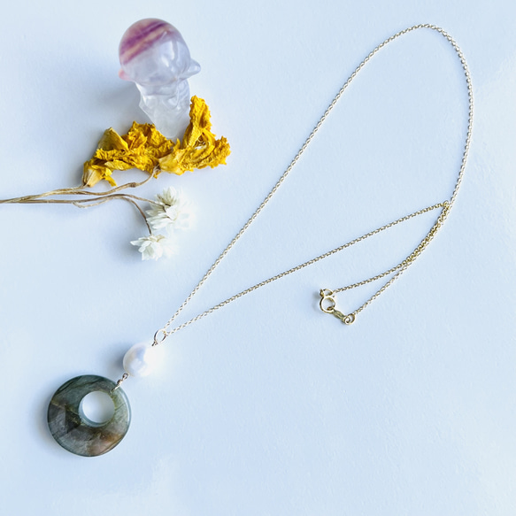 ラブラドライト ラウンドシェイプ ネックレス 14kgf ペンダント ペントップ ネックレス・ペンダント Jupitergogo 通販 14866470｜Creema(クリーマ)