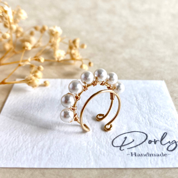 14kgf シェルパール イヤーカフ ダブルリング型 片耳販売 イヤーカフ Dorly 通販 14880992｜Creema(クリーマ)