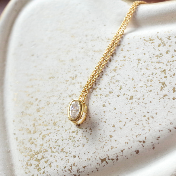 【Creema限定】モアサナイトAAAのオーバル べセルネックレス(14kgf) ネックレス・ペンダント attar coco 通販 14892114｜Creema(クリーマ)
