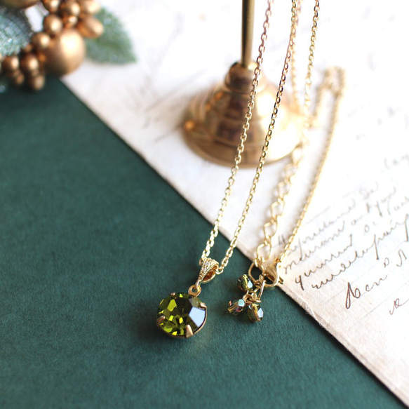 オリーブカラーのヴィンテージストーン一粒ネックレス＊Creema限定クリスマス2022＊ ネックレス・ペンダント -Satin- 通販 ...