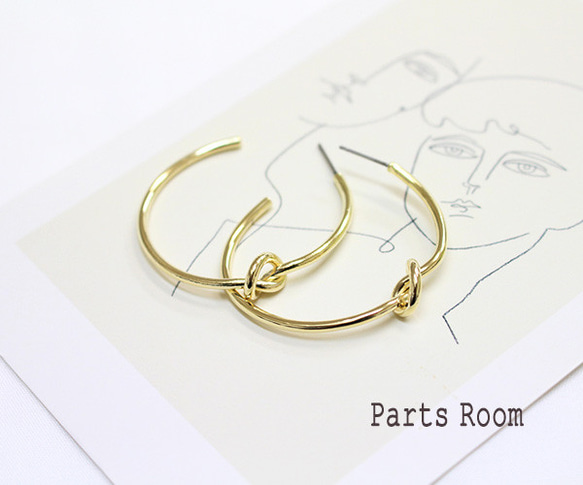 【2個入】ノットデザインフープピアス 【ゴールド】【チタンポスト/キャッチなし】-mt-3806 金具・チェーン Parts Room 通販 ...