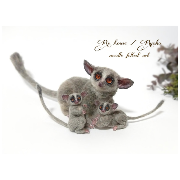 羊毛フェルト 人形『 mini ショウガラゴ ( Bushbaby ) / お座りver ④ 』 羊毛フェルト R's house ...