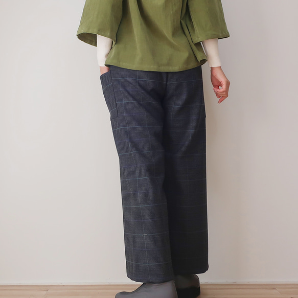 冬のほそ見えお出掛け用 ️ストレートパンツ（ウール／グレー系チェック柄） ロングパンツ 生地屋のリネン服 リッチクロス 通販 14921338 ...