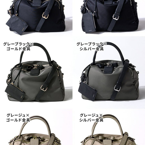ナイロン 本革 ショルダーバッグ ゴールド金具 ブラック [loche ナイロン 本革 ショルダーバッグ ゴールド金具 ブラック [loche