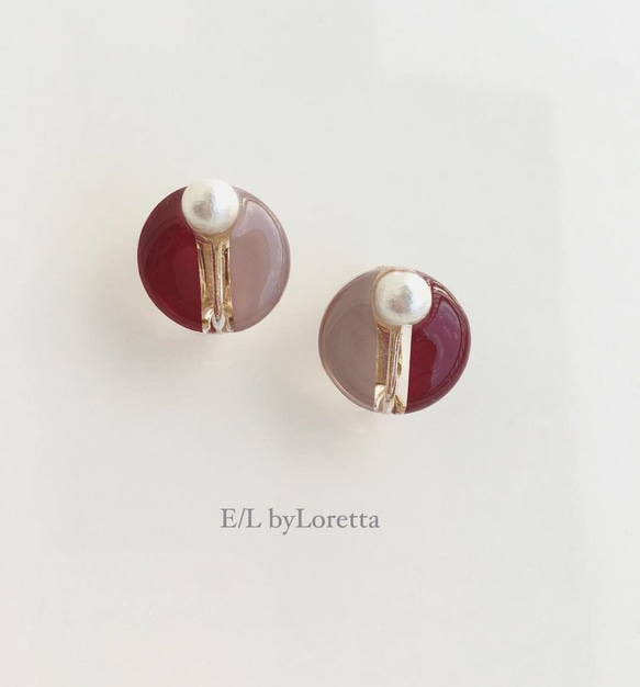 Circle bi-color Pearl pierce/earring(Bordeaux) ピアス（スタッド・一粒） A.D.G®︎ 通販 ...