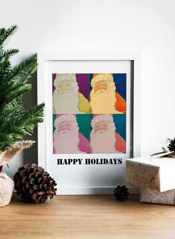 おしゃれなクリスマスポスター、サンタクロース、様々なインテリアスタイルに、北欧、シンプル、ミニマル。【C-0290】 写真・グラフィック ...