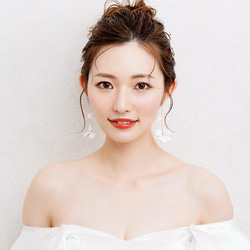 ME15W 花 ウェディング 大ぶり 揺れる イヤリング 小枝 花びら ブライダルイヤリング ピアス 結婚式 ドレス ANNAN ...