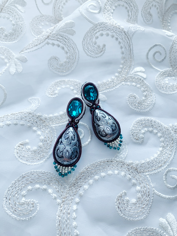 Soutache pierce ︎Blue × Brown ピアス（その他） tanosuke 通販｜Creema(クリーマ) 14946855