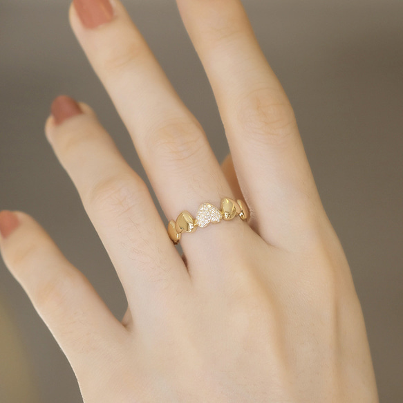 Sv925純銀製 18kgp ハート ジルコニア リング 指輪 K18仕上げ 指輪・リング cissylady_LINEクーポン 通販｜Creema(クリーマ) 14955376