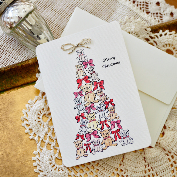 CHRISTMAS MINI CARD - TEDDY BEAR TREE- メッセージカード Laviolaluna 通販 14956623 ...