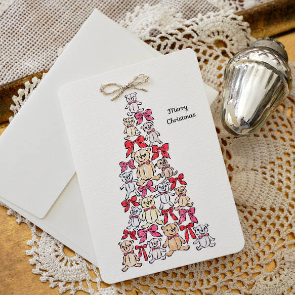 CHRISTMAS MINI CARD - TEDDY BEAR TREE- メッセージカード Laviolaluna 通販 14956623 ...